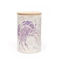 China Ceramic Airtight Coffee Canister Jar Handpanting Reactive Glaze Ocean Style Bulk Ceramic Jar With Bamboo Lid for sale