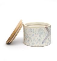 China Ceramic Airtight Coffee Canister Jar Handpanting Reactive Glaze Ocean Style Bulk Ceramic Jar With Bamboo Lid for sale