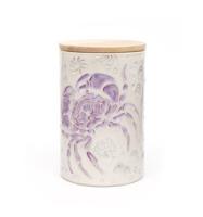China Ceramic Airtight Coffee Canister Jar Handpanting Reactive Glaze Ocean Style Bulk Ceramic Jar With Bamboo Lid for sale