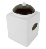 China Ceramic Airtight Storage Jars Tea Sugar Coffee Food Storage Canister Set With Black Cover for sale