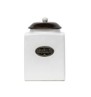 China Ceramic Airtight Storage Jars Tea Sugar Coffee Food Storage Canister Set With Black Cover for sale
