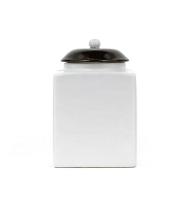 China Ceramic Airtight Storage Jars Tea Sugar Coffee Food Storage Canister Set With Black Cover for sale