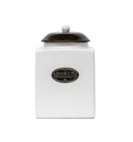 China Ceramic Airtight Storage Jars Tea Sugar Coffee Food Storage Canister Set With Black Cover for sale