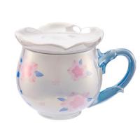 China Peach Pearl Shape Large Capacity Ceramic Mug With Lid Girls Textured Mug Birthday Gift Coffee Mug for sale