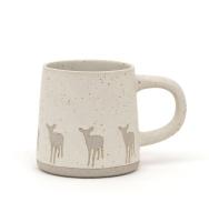 China Handmade Christmas Coffee Mug Ceramic Stoneware Mugs Gift Ceramic Mug With 3D Deer Silk Print for sale
