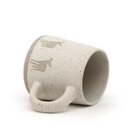 China Handmade Christmas Coffee Mug Ceramic Stoneware Mugs Gift Ceramic Mug With 3D Deer Silk Print for sale