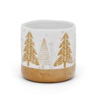 China Christmas Mug Ceramic Tea Coffee Mug Electroplated Decal Porcelain Golden White for sale