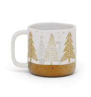 China Christmas Mug Ceramic Tea Coffee Mug Electroplated Decal Porcelain Golden White for sale