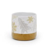 China Christmas Mug Ceramic Tea Coffee Mug Electroplated Decal Porcelain Golden White for sale