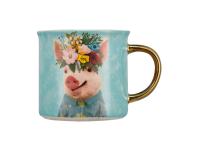 China Custom Gold Handle Mug Ceramic Mug Set of 1 Microwave and Dishwasher Safe for sale