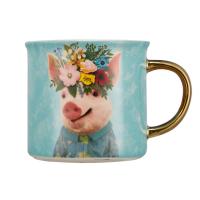 China Creative Vintage Ceramic Tumbler Travel Coffee Water Mug Breakfast Milk Tea Cup Garden Coffee Cups for sale