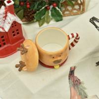 China 3D Creative Christmas Coffee Mug Deer Shaped Ceramic With Lid And Hand Painted for sale