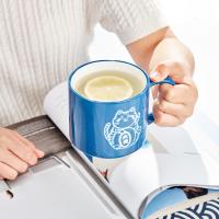 China Ready To Ship In Stock Customized ceramic mug Blue and white cat cup for sale