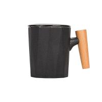China Hot sale wood handles tea cups cups high quality custom gift ceramic coffee cups wood handle coffee mug porcelain mug 30 for sale