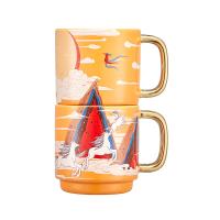 China Stylish Stacking Stoneware Ceramic Coffee Mugs With Eco Friendly Handicraft for sale