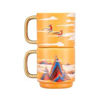 China Stylish Stacking Stoneware Ceramic Coffee Mugs With Eco Friendly Handicraft for sale