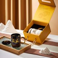 China Custom Ceramic Mug Gold Handle Mug With Dragon Pattern for sale