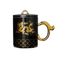 China Custom Ceramic Mug Gold Handle Mug With Dragon Pattern for sale