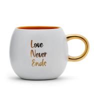 China Painterly Decal On Glaze Ceramic Coffee Mugs with golden handle for Valentine‘s Day Birthday for sale