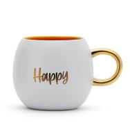 China Painterly Decal On Glaze Ceramic Coffee Mugs with golden handle for Valentine‘s Day Birthday for sale