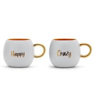 China Painterly Decal On Glaze Ceramic Coffee Mugs with golden handle for Valentine‘s Day Birthday for sale