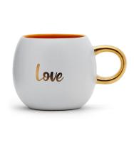 China Painterly Decal On Glaze Ceramic Coffee Mugs with golden handle for Valentine‘s Day Birthday for sale
