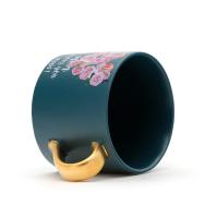 China Lovely Mothers Day Eco Friendly Crockery Elegant Design Mom Mug Ceramic Coffee With Gold Handle for sale