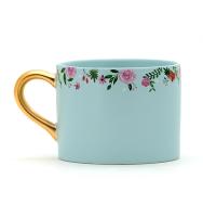 China Lovely Mothers Day Eco Friendly Crockery Elegant Design Mom Mug Ceramic Coffee With Gold Handle for sale