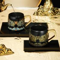 China Food Safe Color Changing Ceramic Coffee Mug With Golden Handle Customisable Capacity for sale
