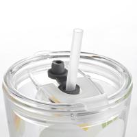 China Custom Logo Color Pattern Etched Glassware With Straw For Corporate Branding for sale
