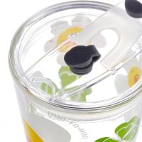China Custom Logo Color Pattern Etched Glassware With Straw For Corporate Branding for sale