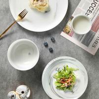 China Modern White Porcelain Dinnerware Set Marble Pattern Plate Bowl Mug for sale
