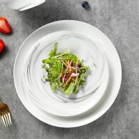 China Modern White Porcelain Dinnerware Set Marble Pattern Plate Bowl Mug for sale