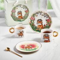 China Ready To Ship In Stock Dinnerware Type Coffee Tea Sets Ceramic Cup And Plate Set With Oven Advantage Custom Printed Mugs for sale
