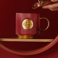 China Customized Gold Handle Mugs With Gold Nameplate In Durable Earthenware / Stoneware / Porcelain for sale