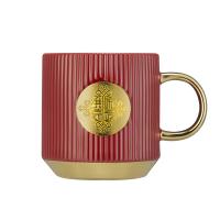 China Customized Gold Handle Mugs With Gold Nameplate In Durable Earthenware / Stoneware / Porcelain for sale