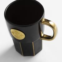 China Customized Gold Handle Mugs With Gold Nameplate In Durable Earthenware / Stoneware / Porcelain for sale