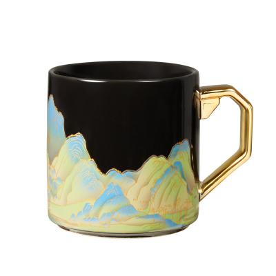 China Ready To Ship In Stock Elegant Handpainted Ceramic Mug For Food Safety Color-Changing Mug As Gift for sale