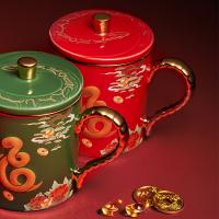 China Artistic Decal Painting Ceramic Coffee Mug in Gift Box for sale