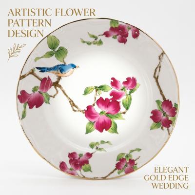 China Custom Ceramic Dinner Plates with Microwave Safe Decal On Glaze and Electroplated Handle for Stylish Dining for sale