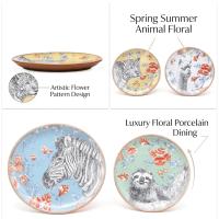 China Custom Ceramic Dinner Plate with Floral Pattern, 10-Inch Diameter, Microwave and Dishwasher Safe for sale