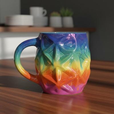 China 350 Ml Capacity 3D Ceramic Mug with Vibrant Colors and Unique 3D Texture for Cafes and Restaurants for sale