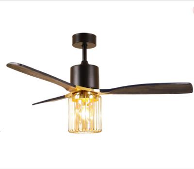 China 52inch Ceiling Fan With Light Round Shape Solid Wood Blade Design for sale