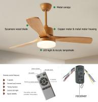 China 110V 220VDC 35W Metal And Wood Ceiling Fan Light For Living Room for sale