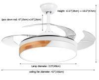 China 42inch 220v Retractable Crystal Ceiling Fan Hidden Blade Ceiling Fan With Light for sale