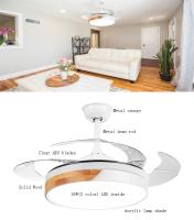 China 42inch 220v Retractable Crystal Ceiling Fan Hidden Blade Ceiling Fan With Light for sale