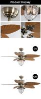China Modern Decorative 4100k Crystal Ceiling Fan With Light Remote Control Invisible Retractable Blade for sale