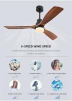 China 120V AC DC Wood Ceiling Fan Light Remote Control Living Room Chandelier for sale