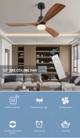 China 120V AC DC Wood Ceiling Fan Light Remote Control Living Room Chandelier for sale