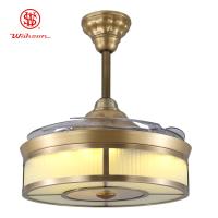 China 42 inch 3500K Remote Control Retractable Ceiling Fan Light 220VAc Invisible Blades for sale